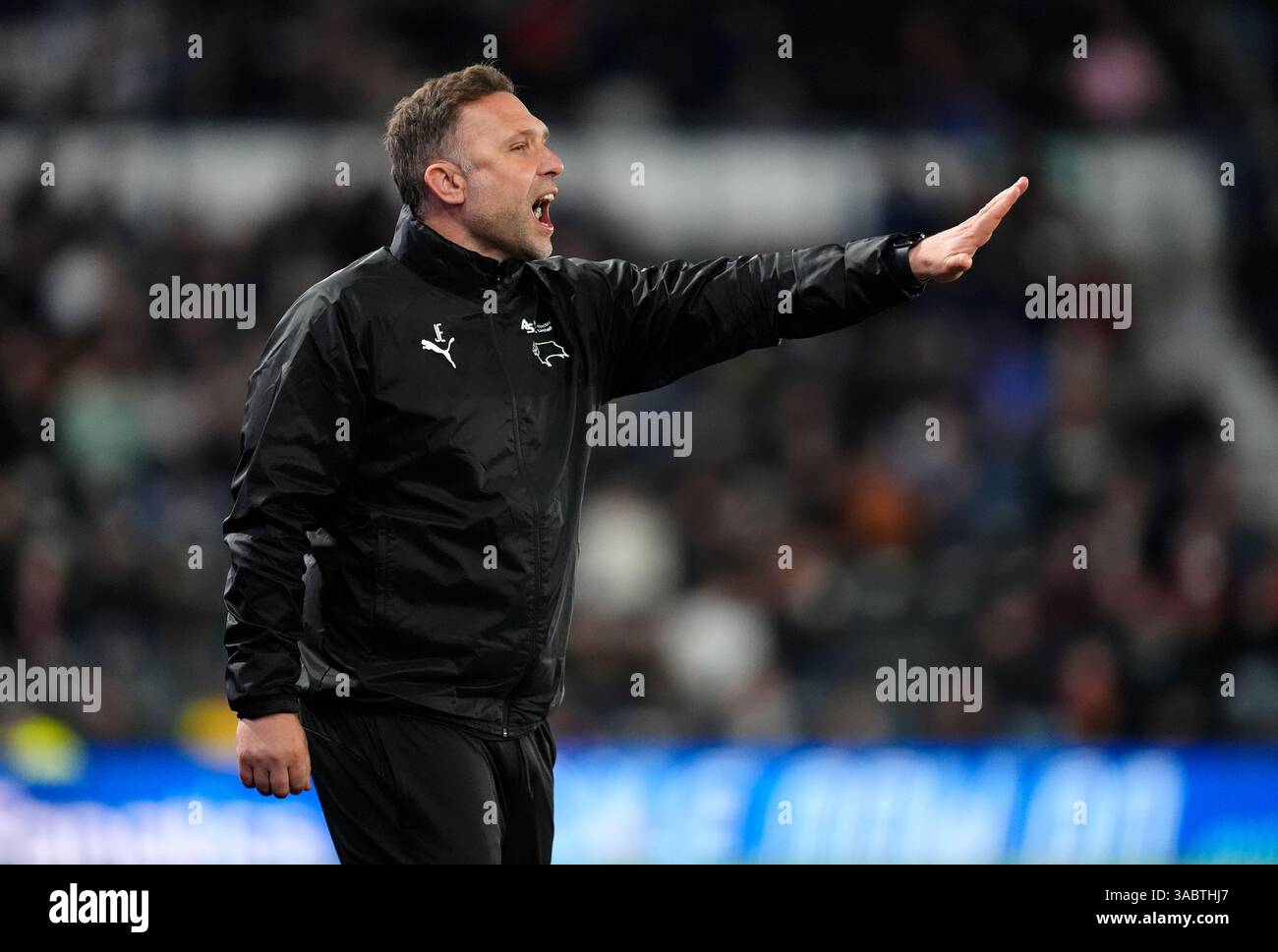 Derby County manager John Eustace during the Sky Bet Championship match ...