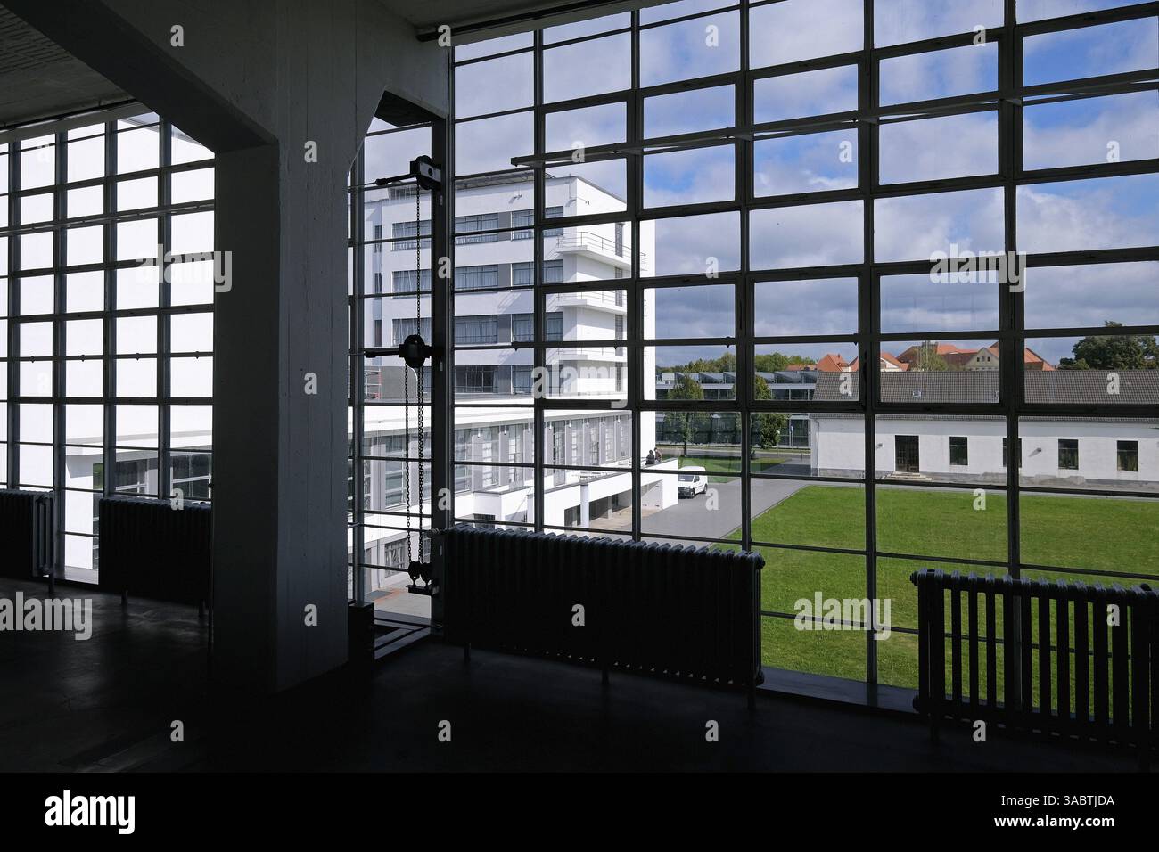 Windows in the Bauhaus building, Dessau, Saxony-Anhalt, Germany, Europe ...