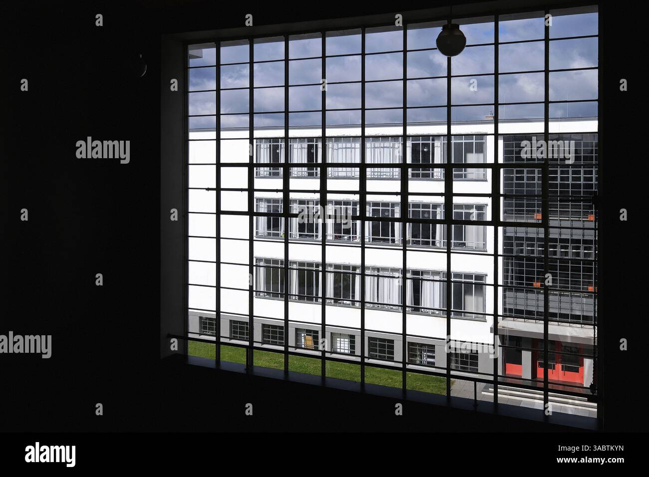 Window in the Bauhaus staircase, Dessau, Saxony-Anhalt, Germany, Europe ...