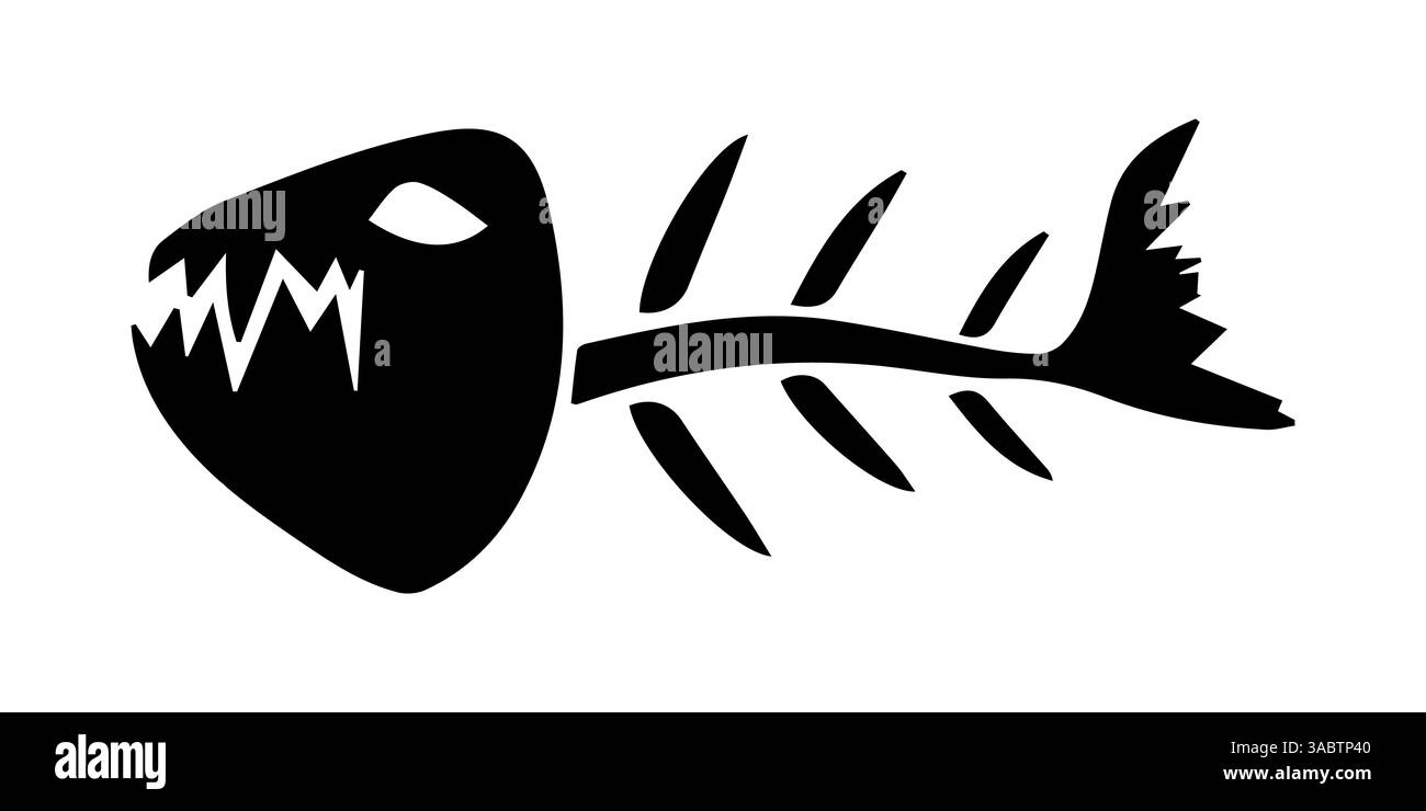 black fish skeleton design with sharp teeth Stock Vector Image & Art ...