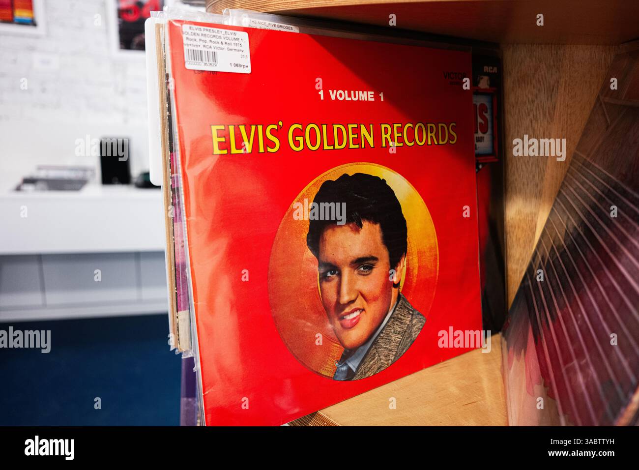 Lviv, Ukraine - April 01, 2025: Vintage 1958 Elvis Presley Golden Records Volume 1 album vinyl ...