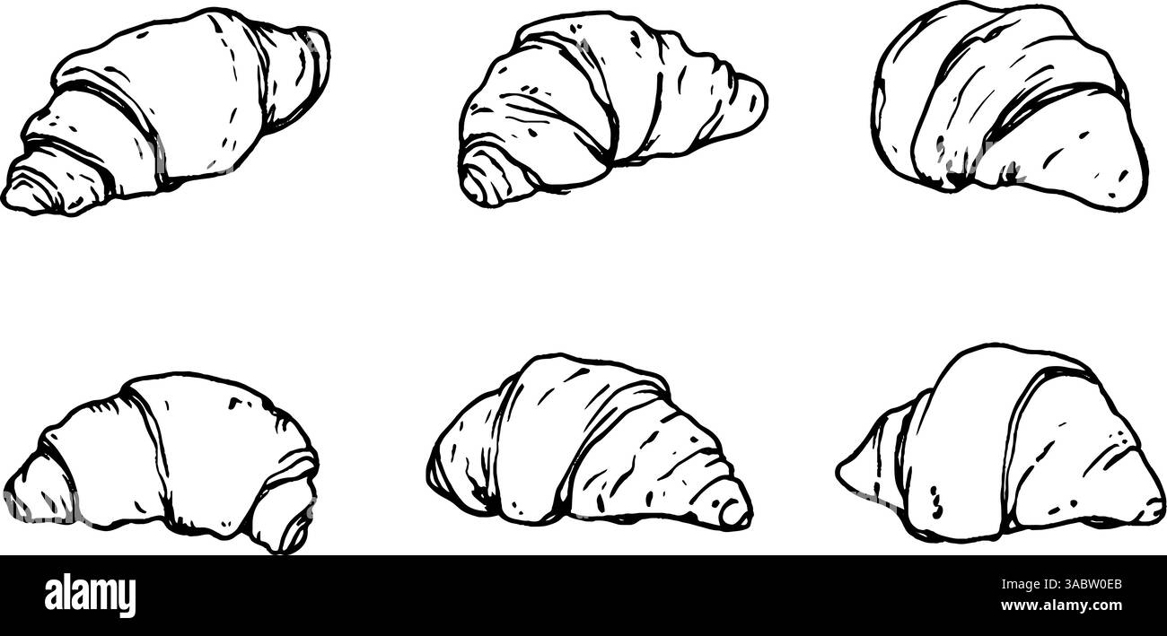 Hand-Drawn Croissants Collection Stock Vector Image & Art - Alamy