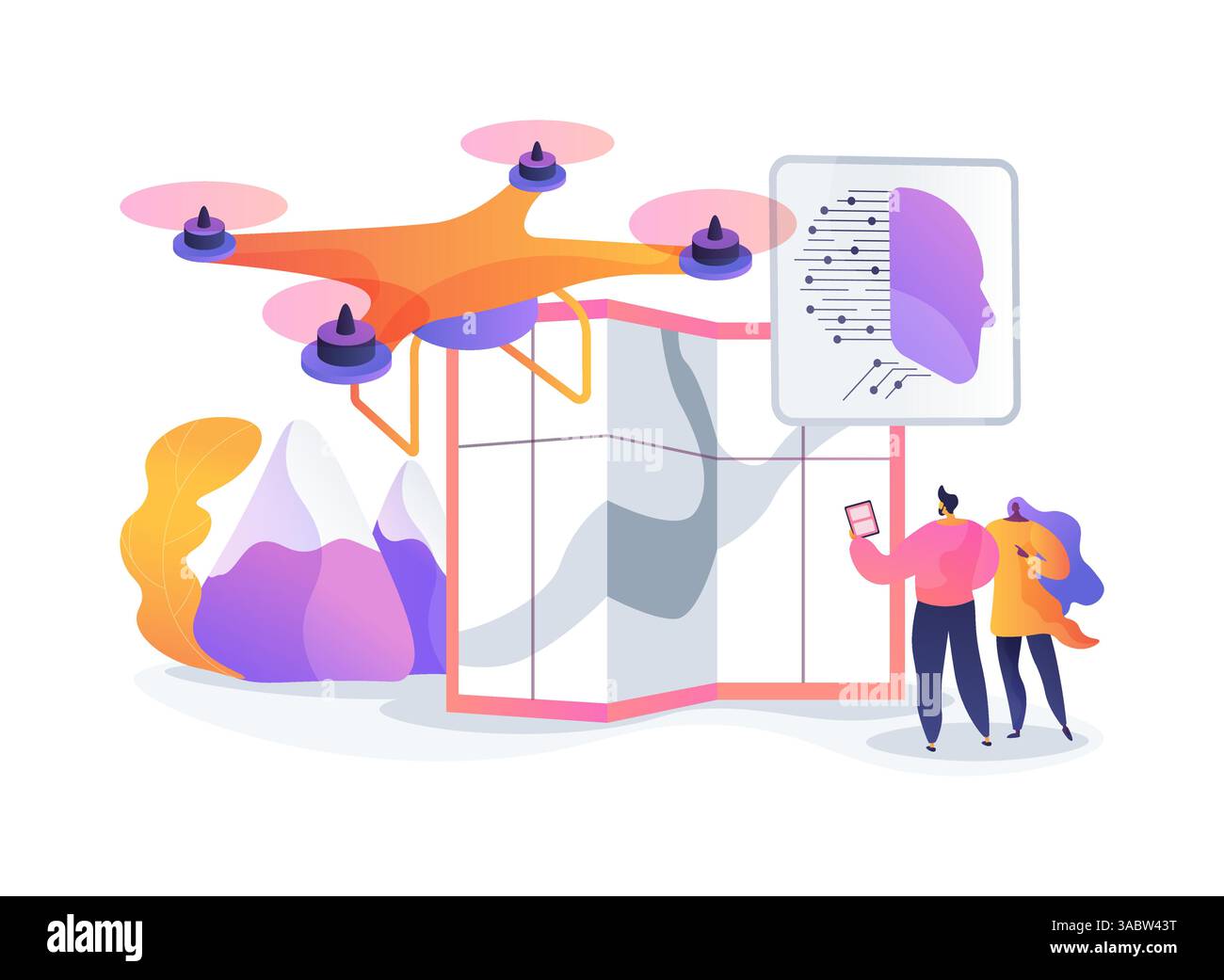 AI Autonomous Drone Surveying abstract concept vector illustration ...