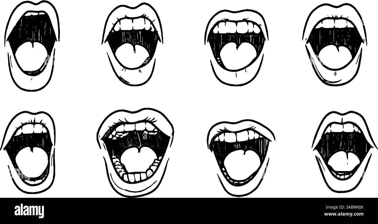 Open mouth speaking Black and White Stock Photos & Images - Alamy