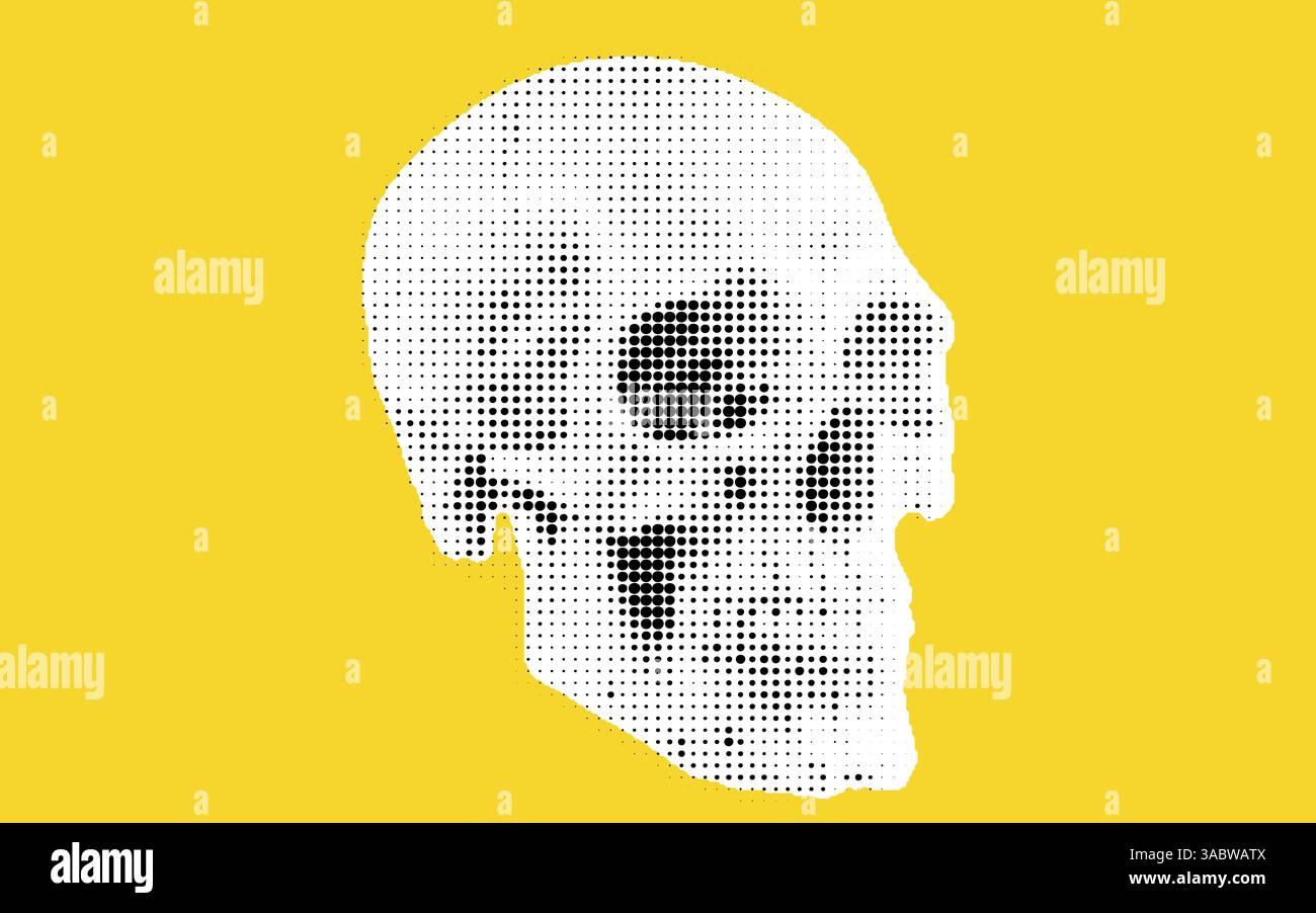 Stylized Skull Illustration on Yellow Background Stock Vector Image ...