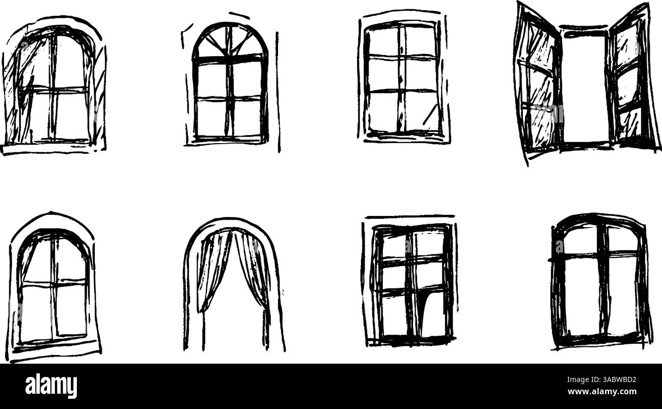 Hand-Drawn Window Illustrations Collection Stock Vector Image & Art - Alamy