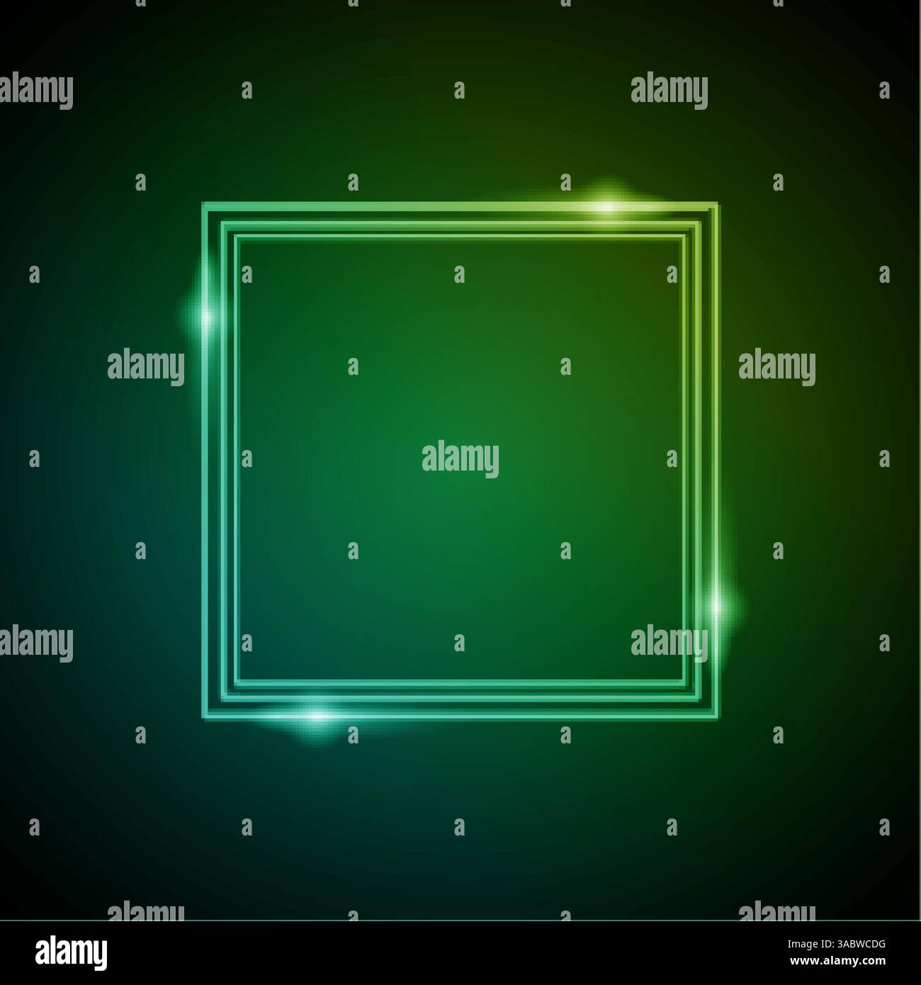 Neon Frame with Glow, and Sparkles. Electronic Luminous Square Frame in ...