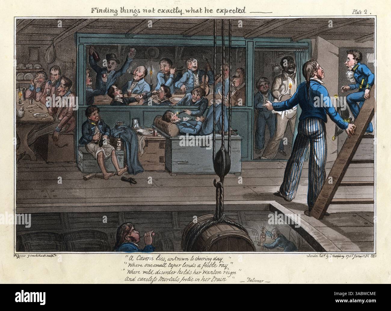 engraving by George Cruikshank 1820 Finding things not exactly what he ...