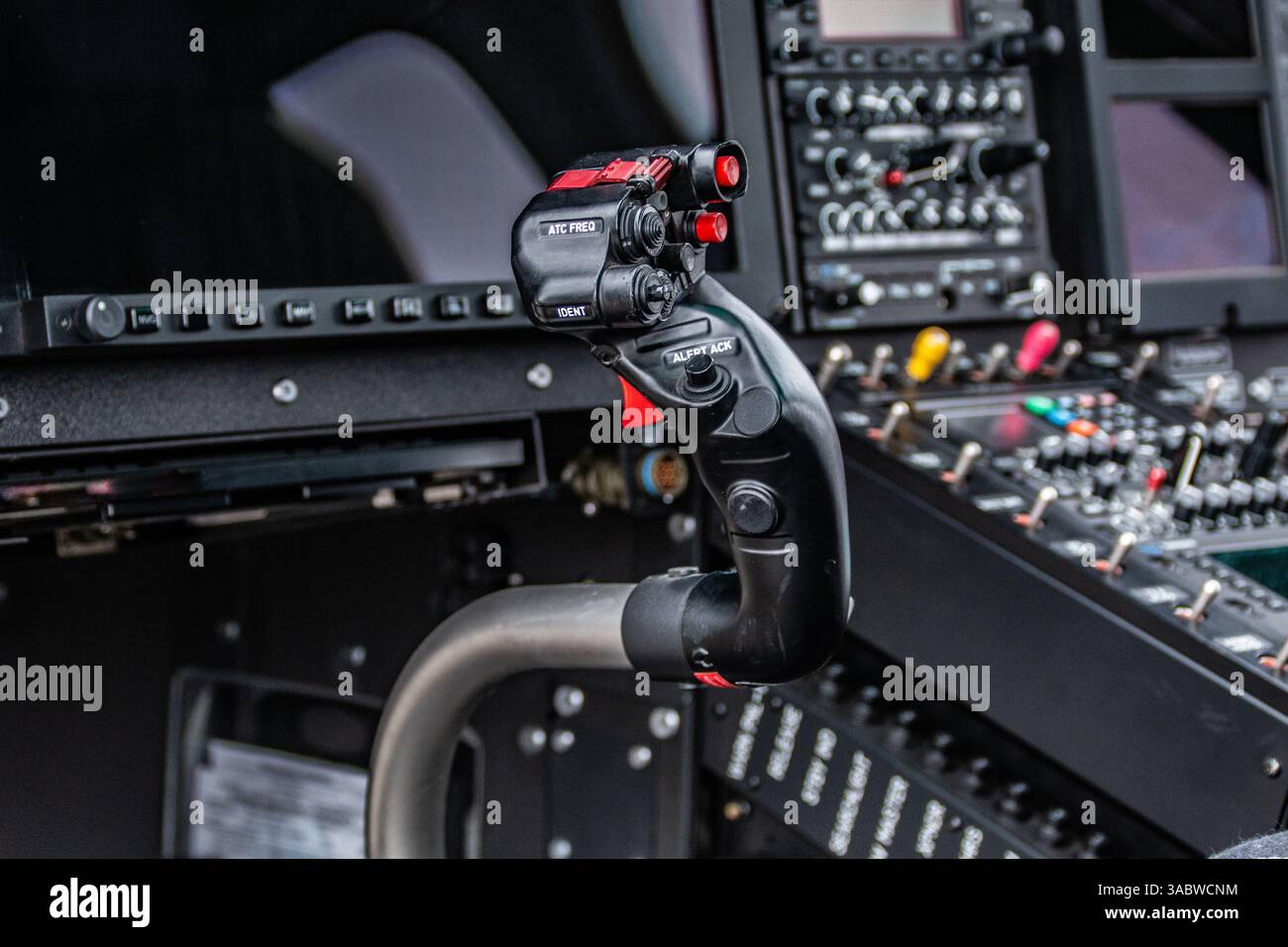 The cyclic or stick controls the movement of the helicopter Stock Photo ...