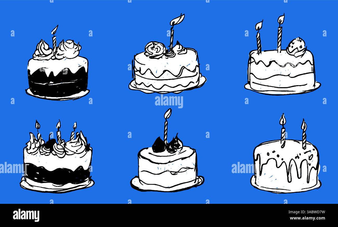 Hand-Drawn Cakes Collection for Celebrations Stock Vector Image & Art ...