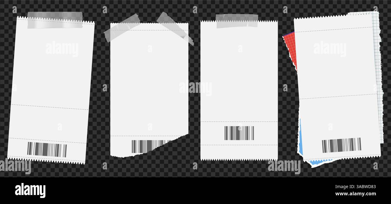 Blank paper receipts and torn edges on transparent background for ...