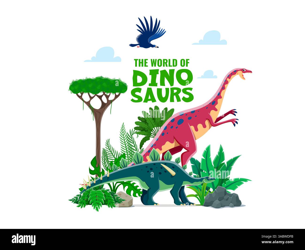 Prehistoric dinosaurs banner. Vector vibrant and playful dino world ...