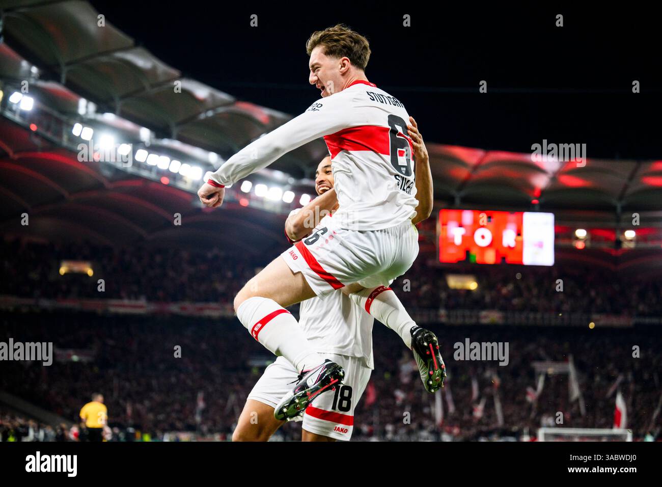 Stuttgart, Germany. 02nd Apr, 2025. Soccer: DFB Cup, VfB Stuttgart - RB Leipzig, semi-final ...