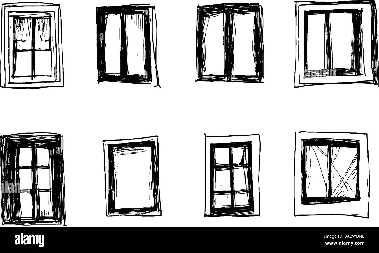 Hand-Drawn Window Illustrations Collection Stock Vector Image & Art - Alamy