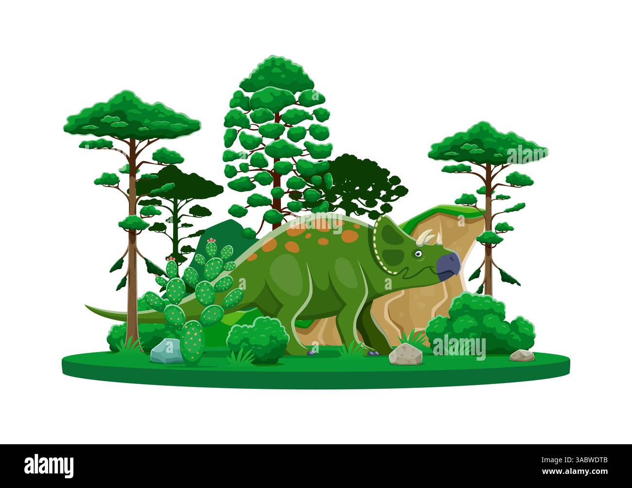 Avaceratops cartoon prehistoric dinosaur character. Isolated vector ...