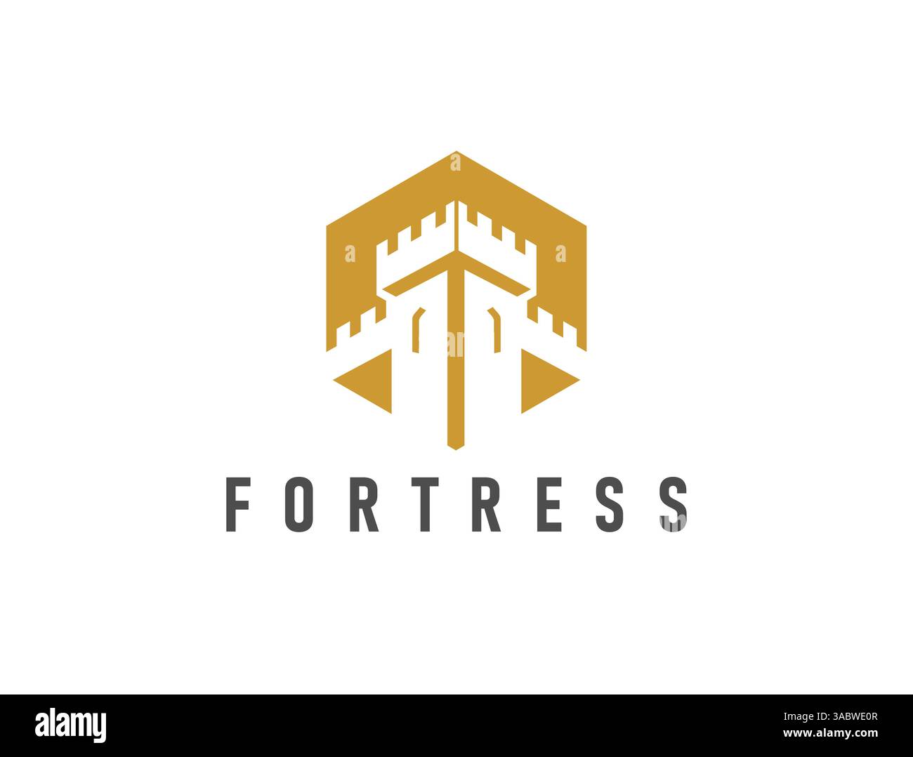 Medieval castle tower icon of palace fortress and fort wall tower on ...