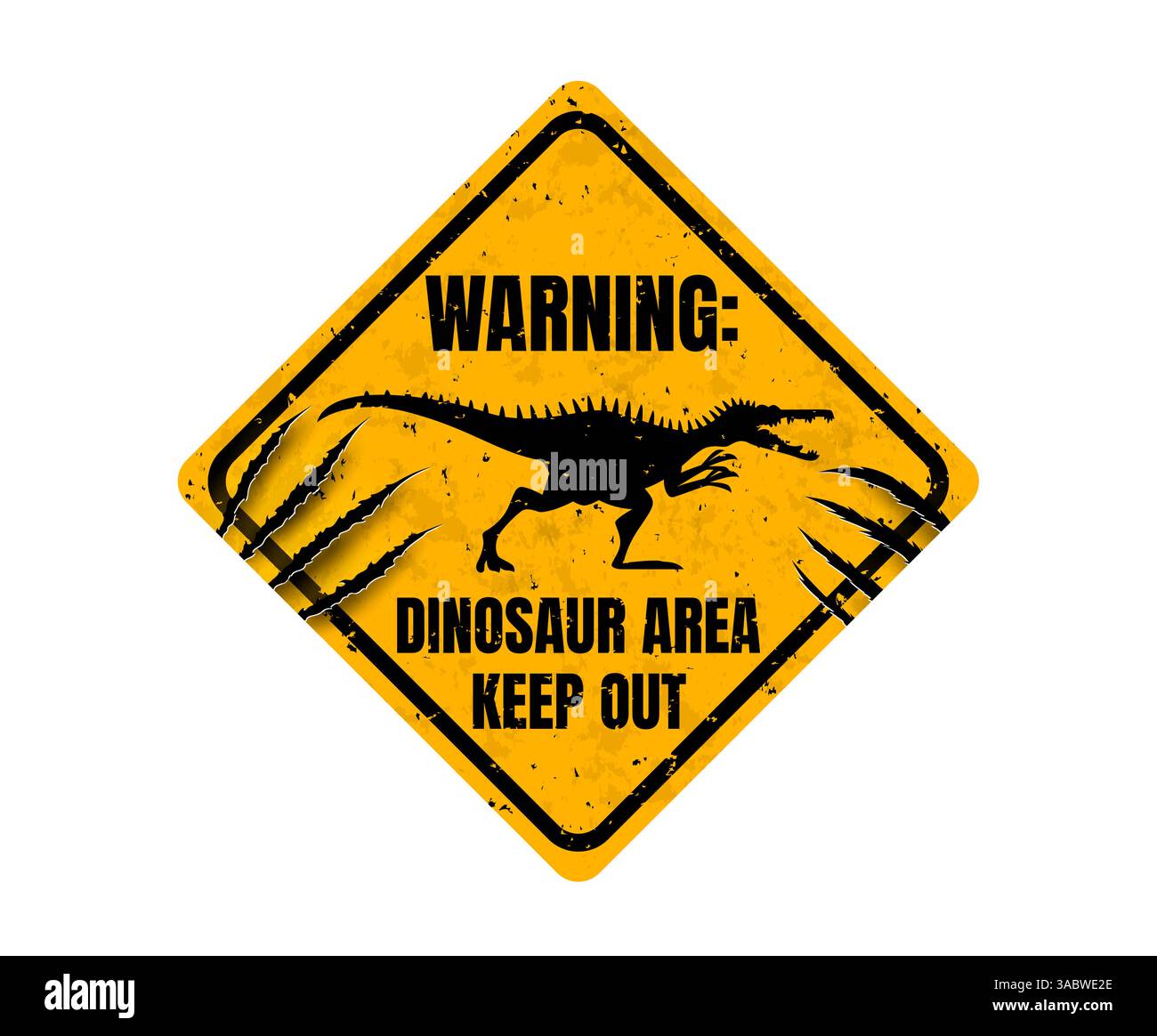 Danger dinosaur zone warning sign with claw scratch marks, vector ...