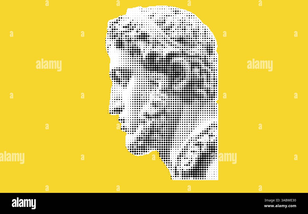 Stylized Classical Sculpture Head on Yellow Background Stock Vector ...