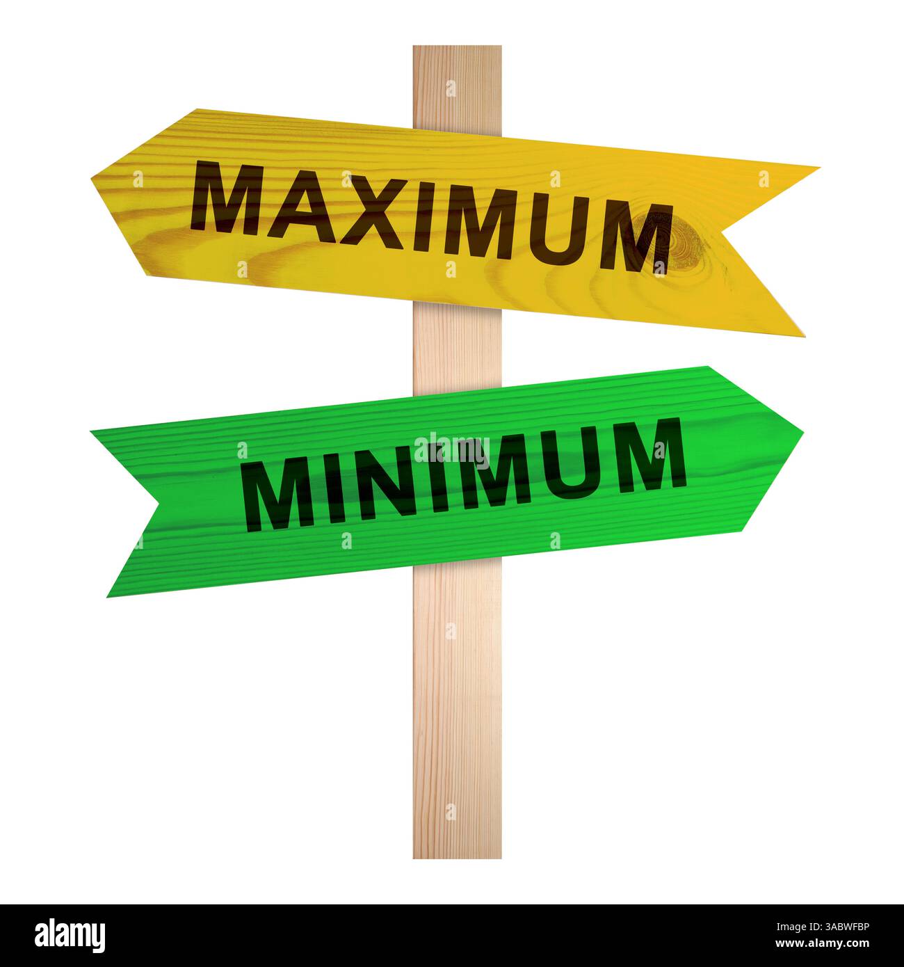 Signpost with Maximum and Minimum arrows pointing in different ...
