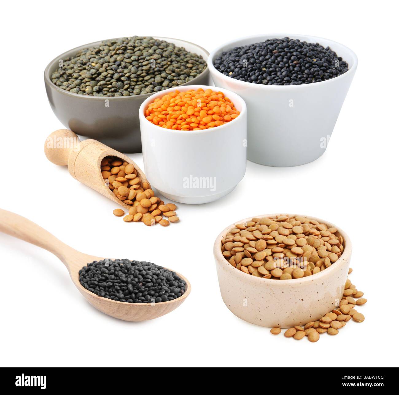 Different types of lentils isolated on white, set Stock Photo - Alamy