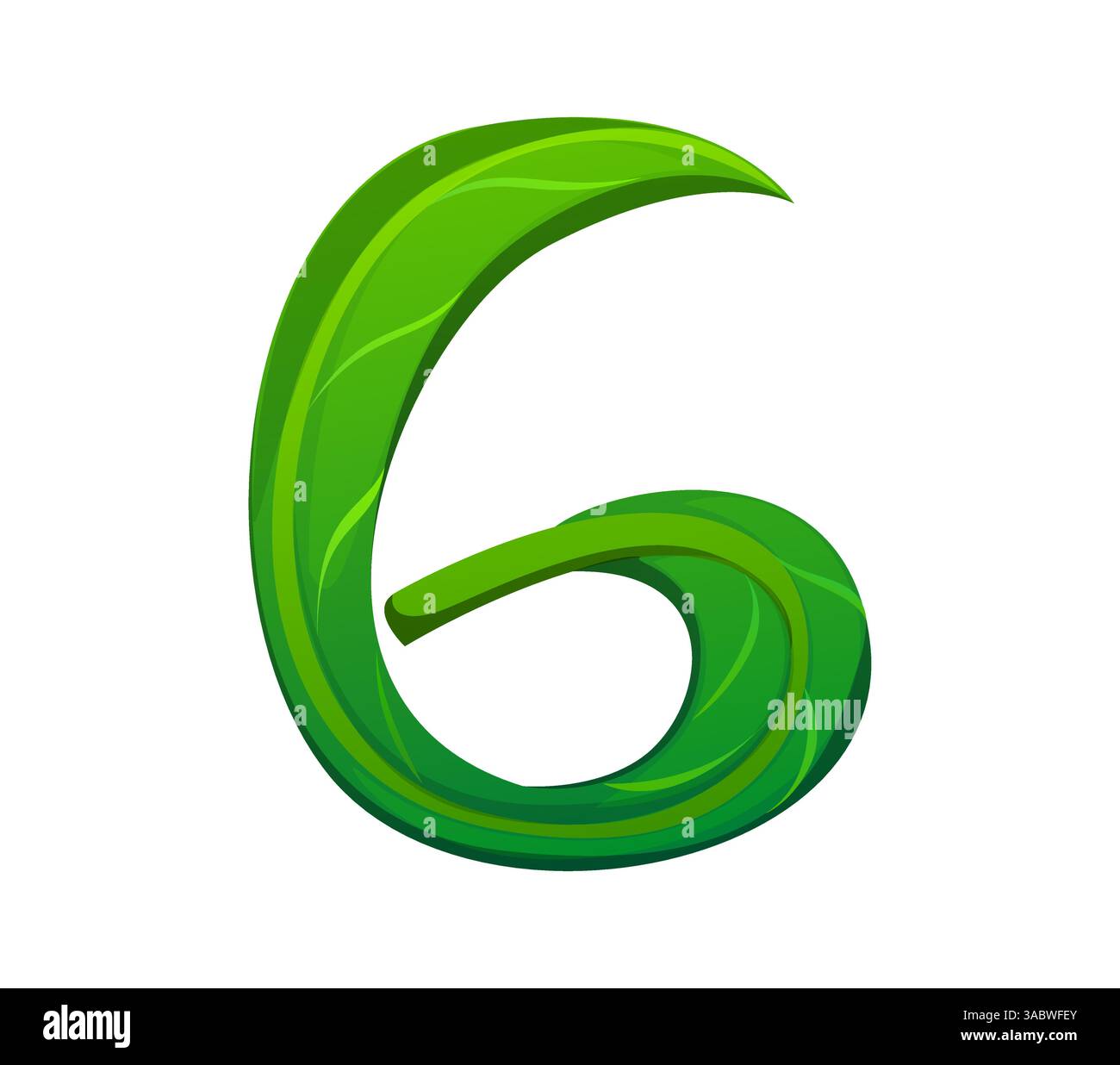 Fresh green leaf font digit 6 six. Environment green leaf font number ...