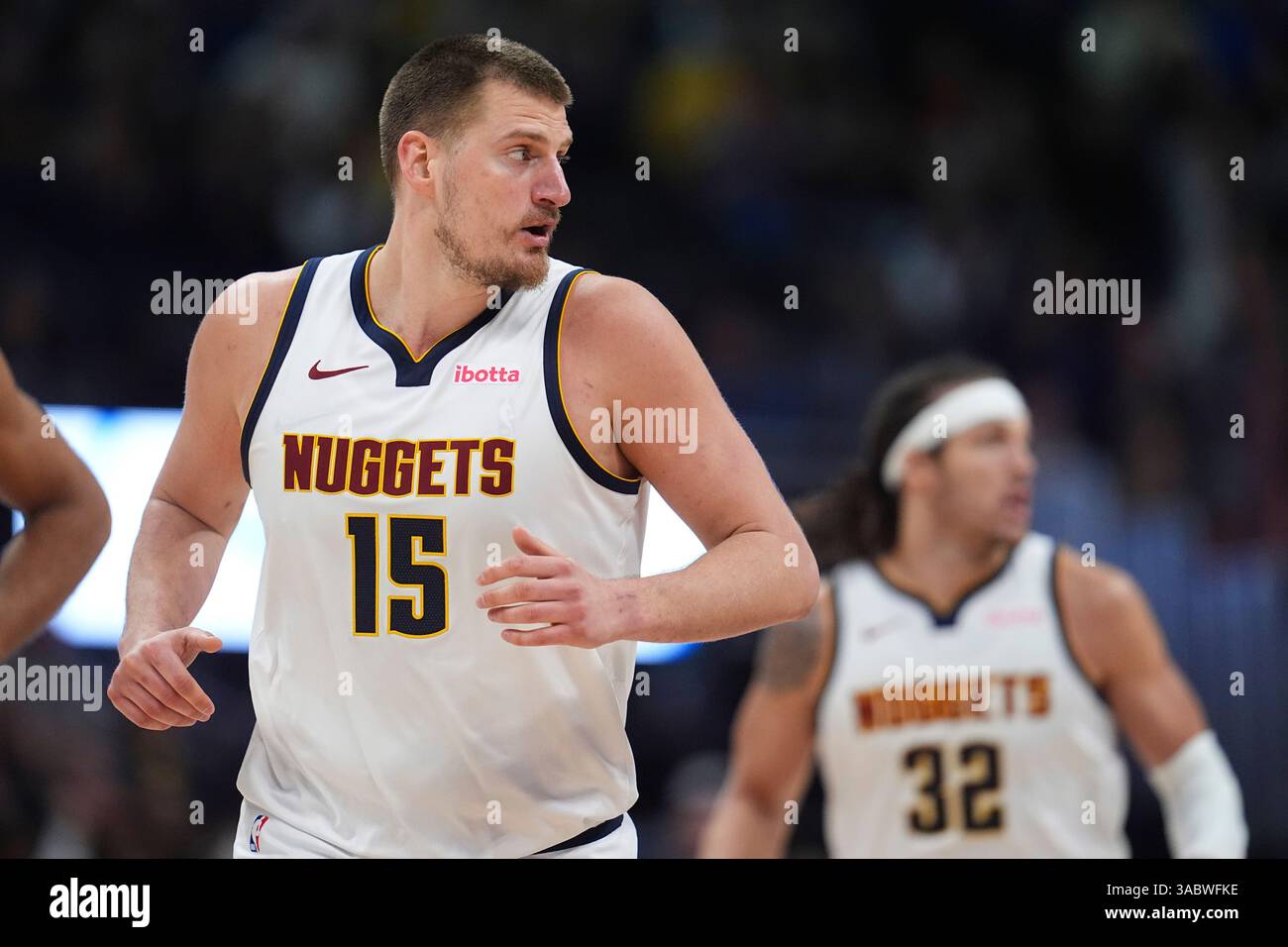 Denver Nuggets center Nikola Jokic (15) in the second half of an NBA ...