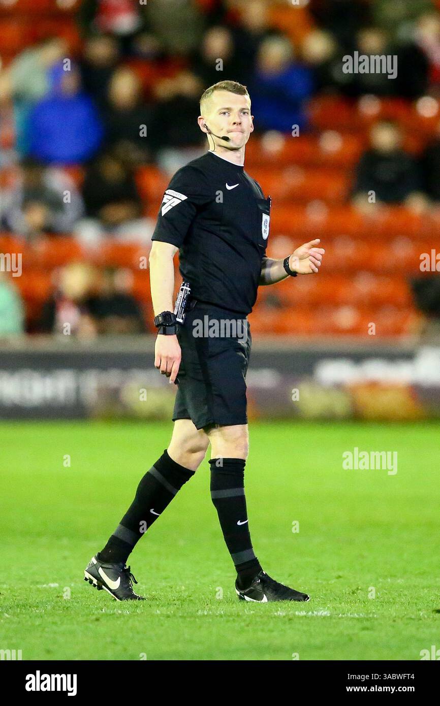 Oakwell Stadium, Barnsley, England - 1st April 2025 Referee Will Finnie ...