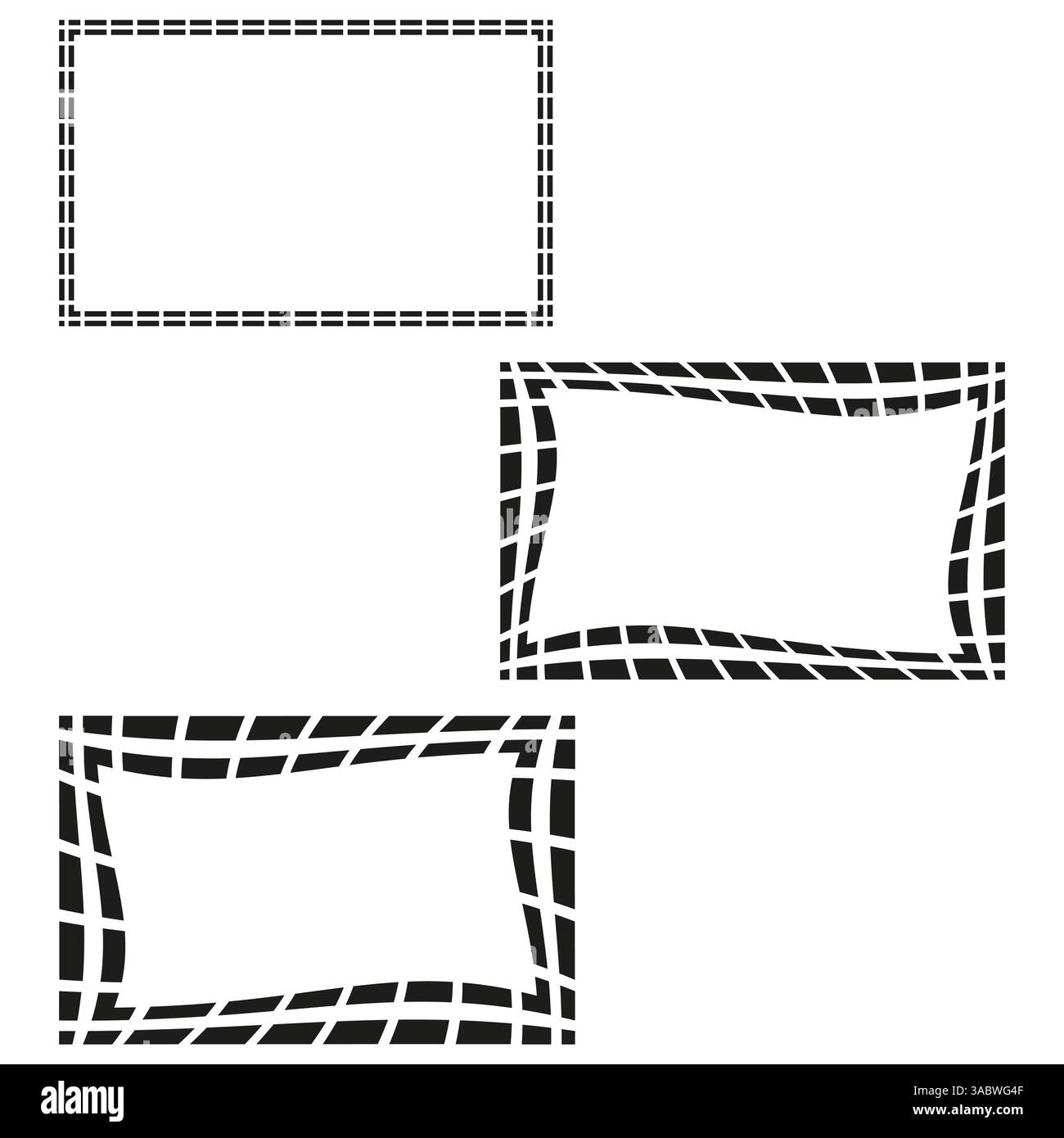 Rectangle line frame. Grid mesh symbol. Distorted outline shapes. Vector border glitch Stock ...