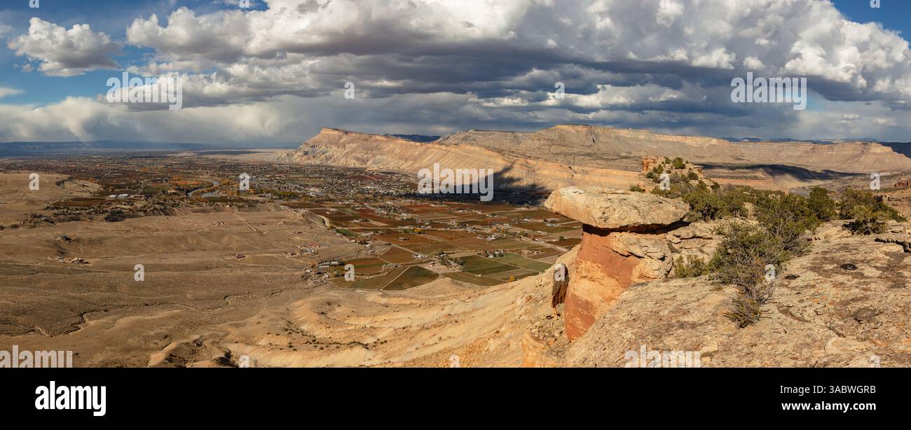 The Grand Valley, The Colorado River, Mt Garfield, Mt Lincoln, and the ...