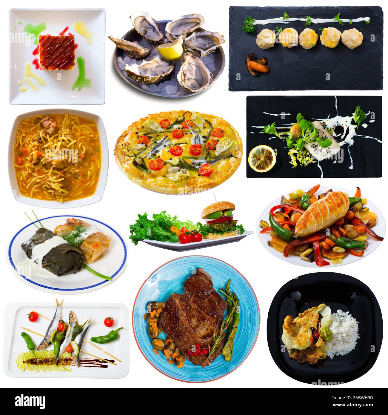 Collage of different meals isolated Stock Photo - Alamy