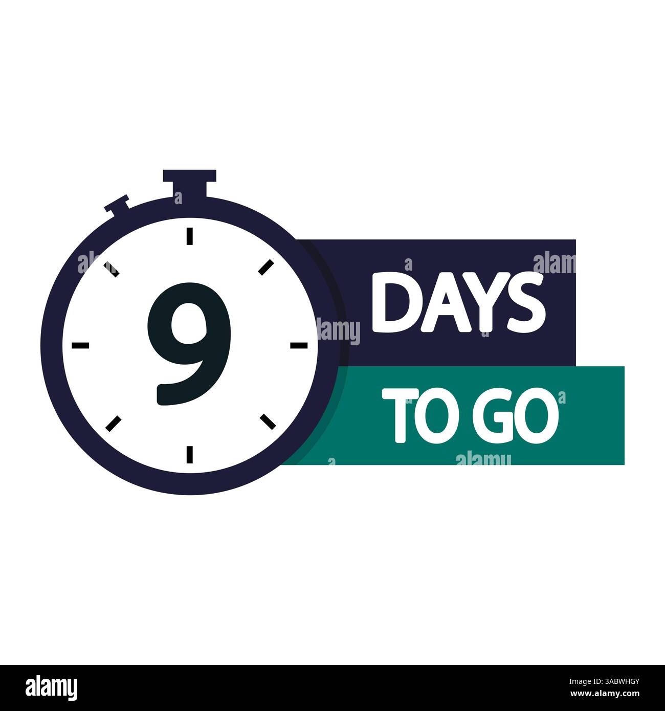 Countdown timer graphic. Nine days to go. Bold number nine illustration ...