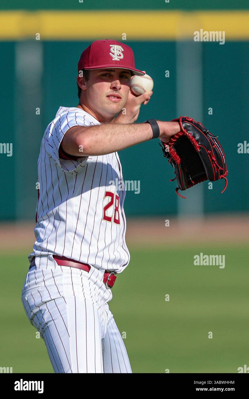 Florida State pitcher Jacob Marlowe (28) warms up before an NCAA ...