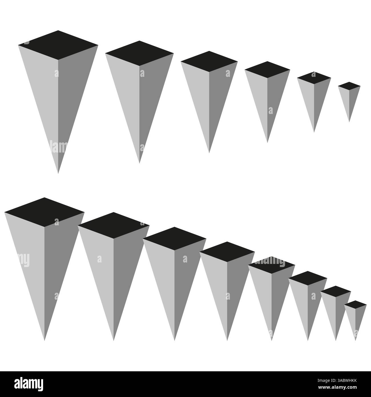 Three dimensional pyramids. Abstract geometric design. Gradients and shadows. Vector ...