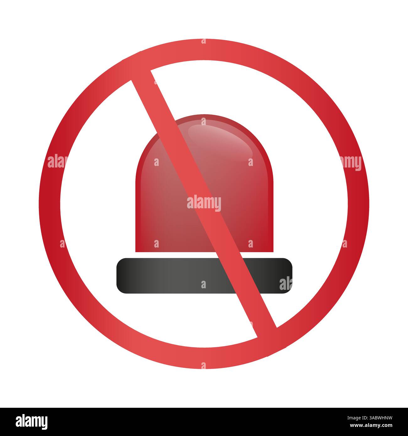 No alarm icon. Red forbidden symbol. Prohibited siren shape. Emergency ...