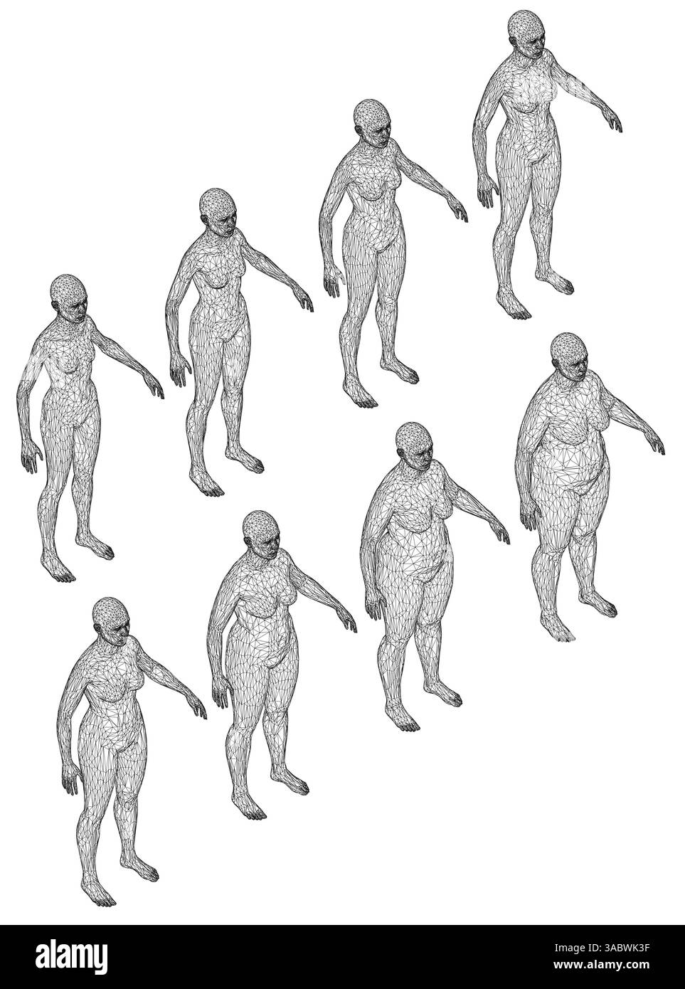 A series of figures are shown in a line, with each figure same pose ...