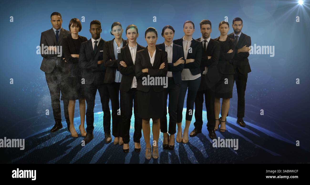 Diverse business team standing confidently with arms crossed, showing ...