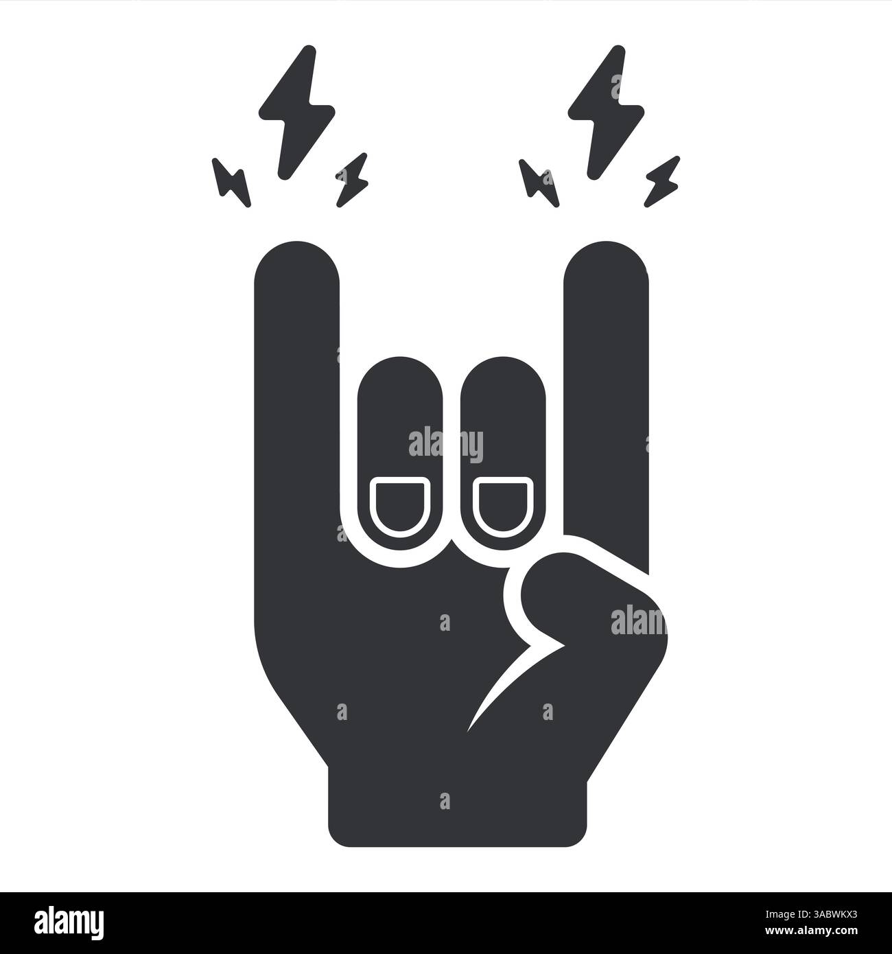 Hand making rock gesture. Black icon. Flat illustration Stock Vector ...