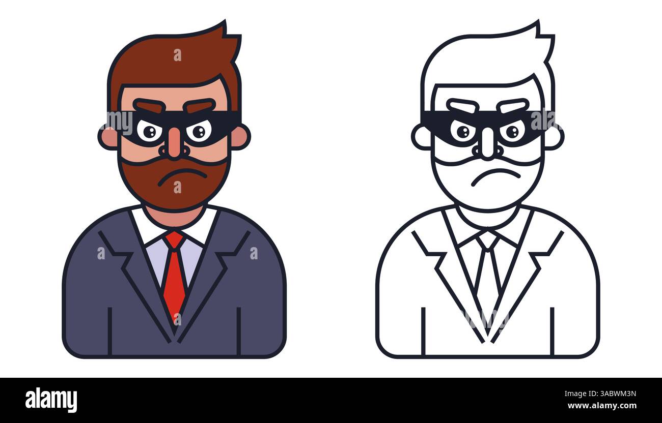Character male fraudster in mask. Financial fraud. Flat illustration ...