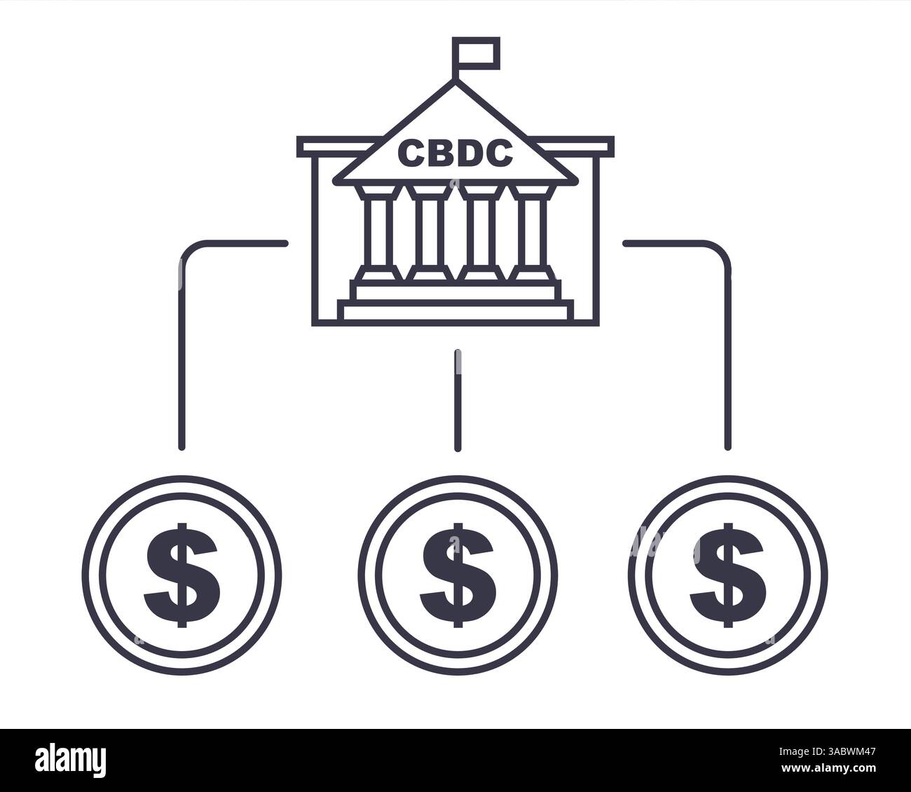 Icon banking institution gives credit to consumers. flat illustration ...
