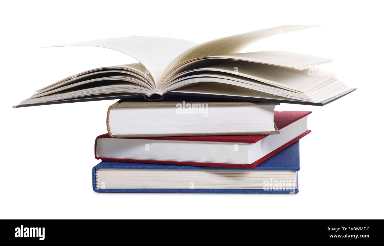 Stack of hardcover books isolated on white Stock Photo - Alamy