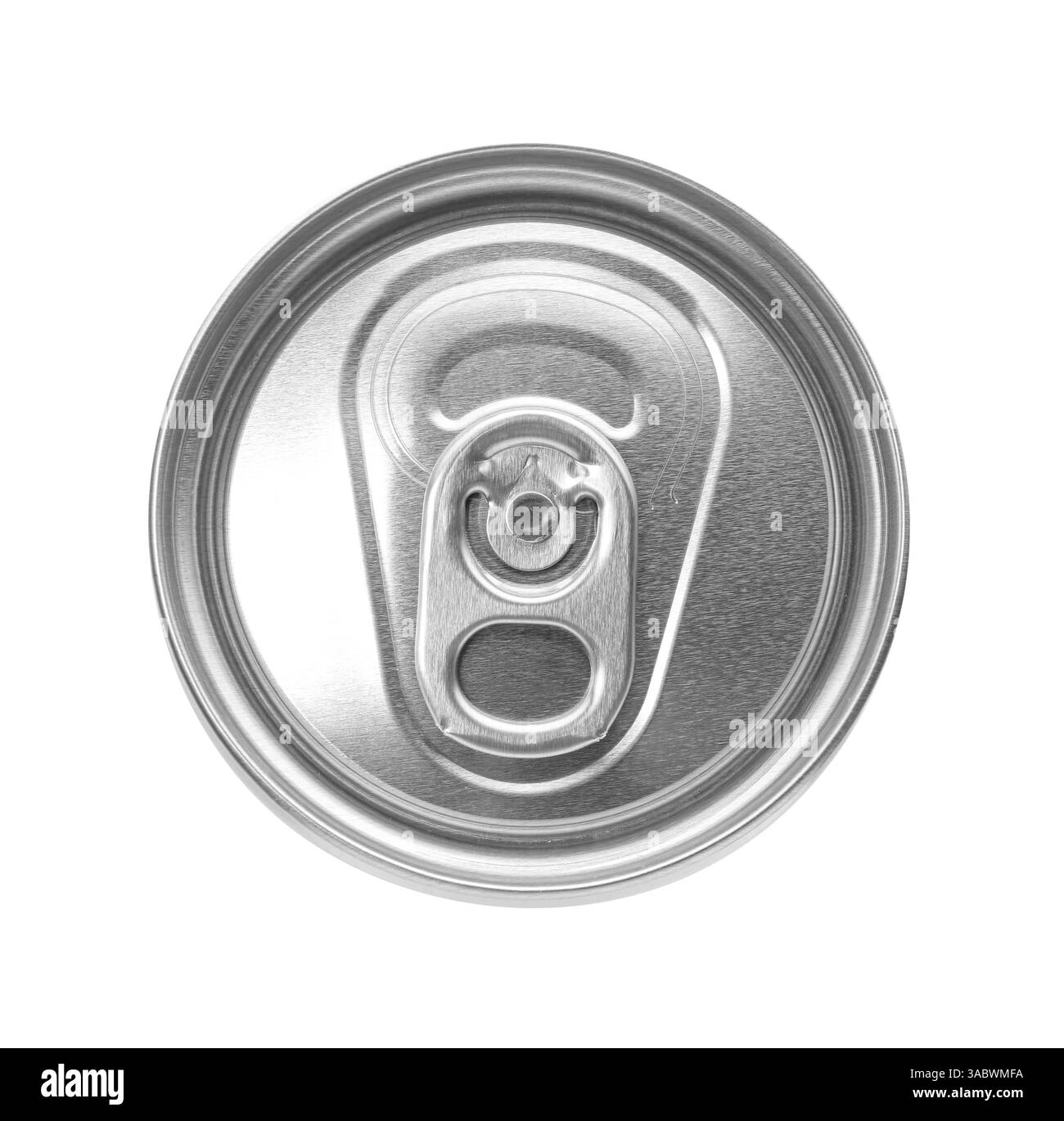 One tin can isolated on white, top view Stock Photo - Alamy
