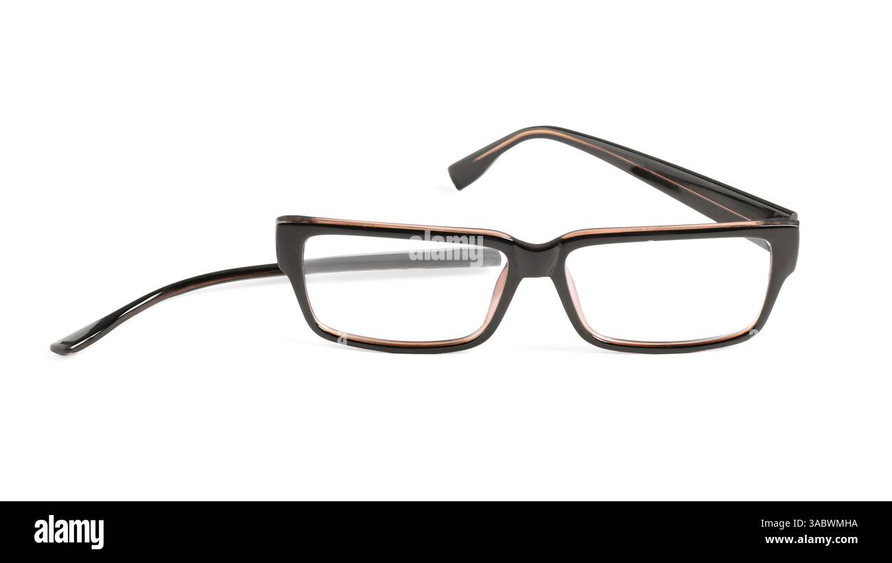 Eyeglasses with broken temple isolated on white Stock Photo - Alamy
