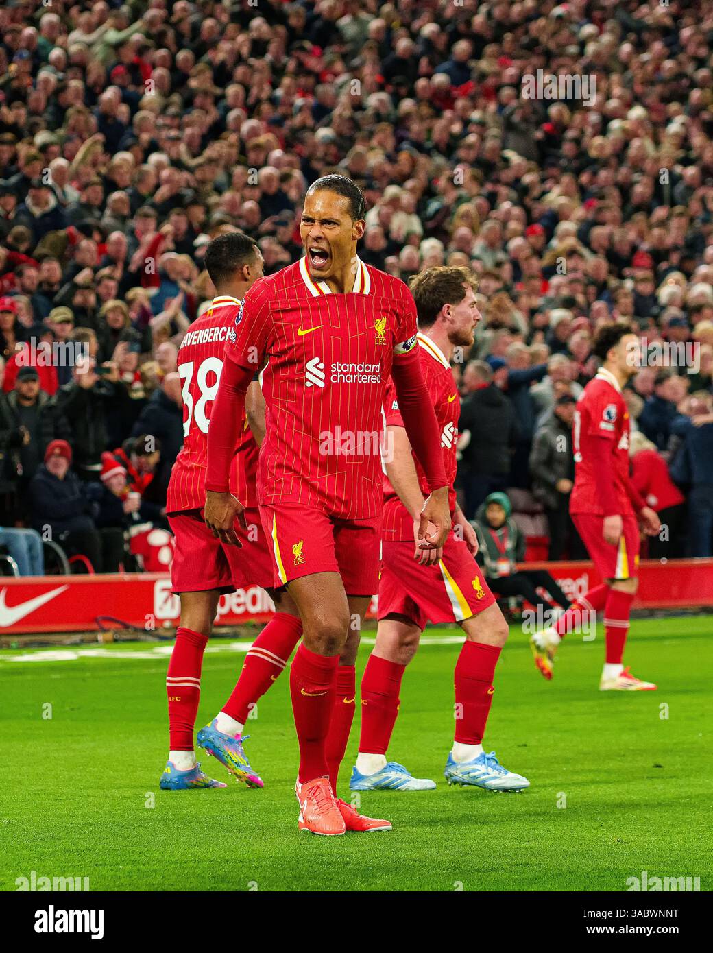 Liverpool's Virgil van Dijk celebrates after Diogo Jota scored their ...