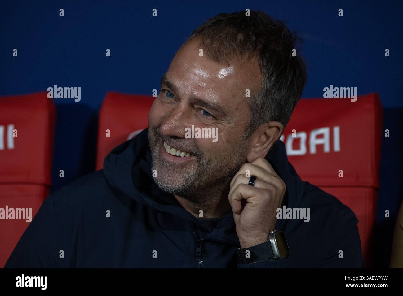 Madrid, Spain. 02nd Apr, 2025. Hansi Flick, FC Barcelona first team coach during the second leg ...
