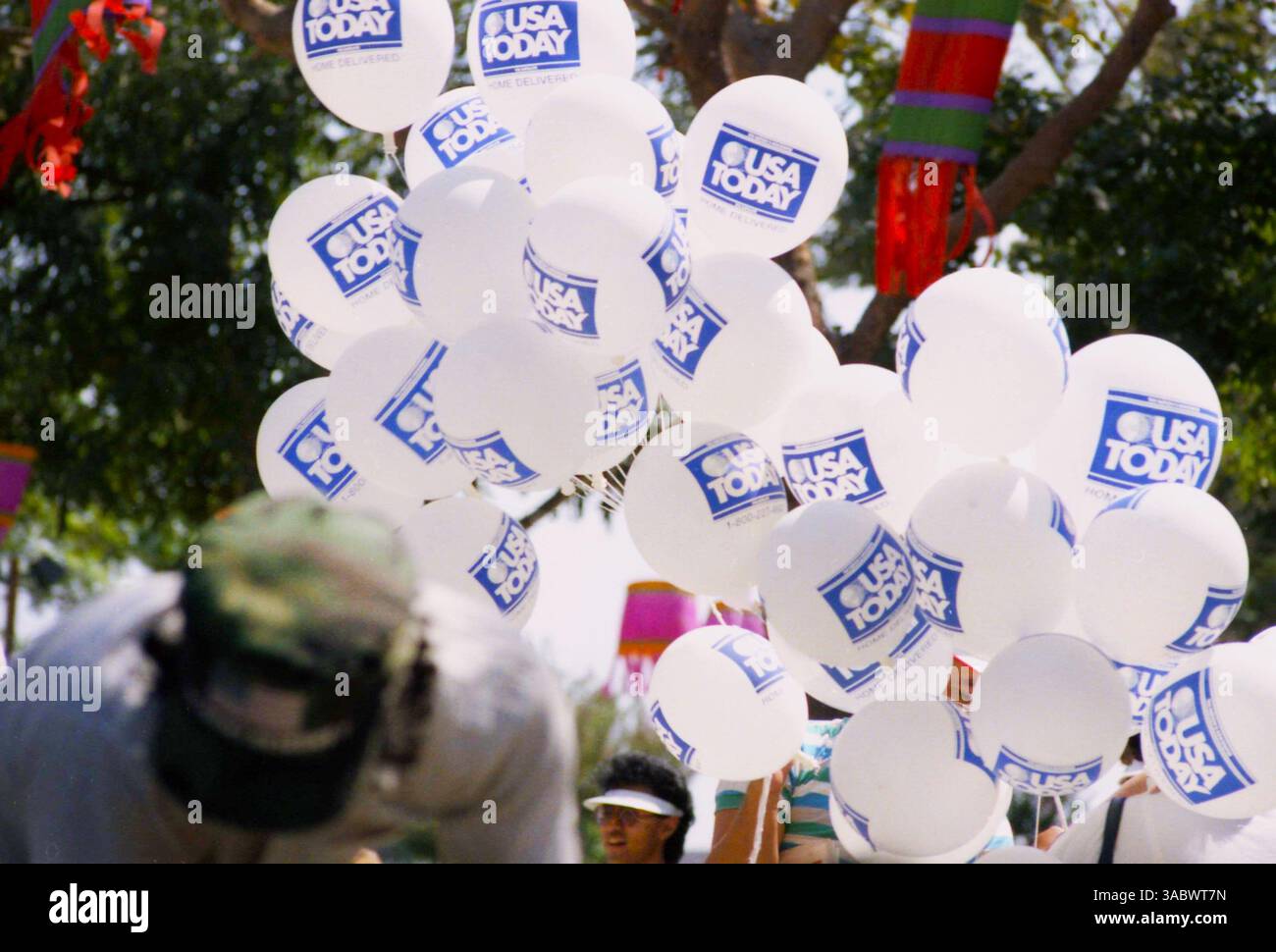 Los Angeles, California, USA, 1984. USA Today promotional balloons used ...