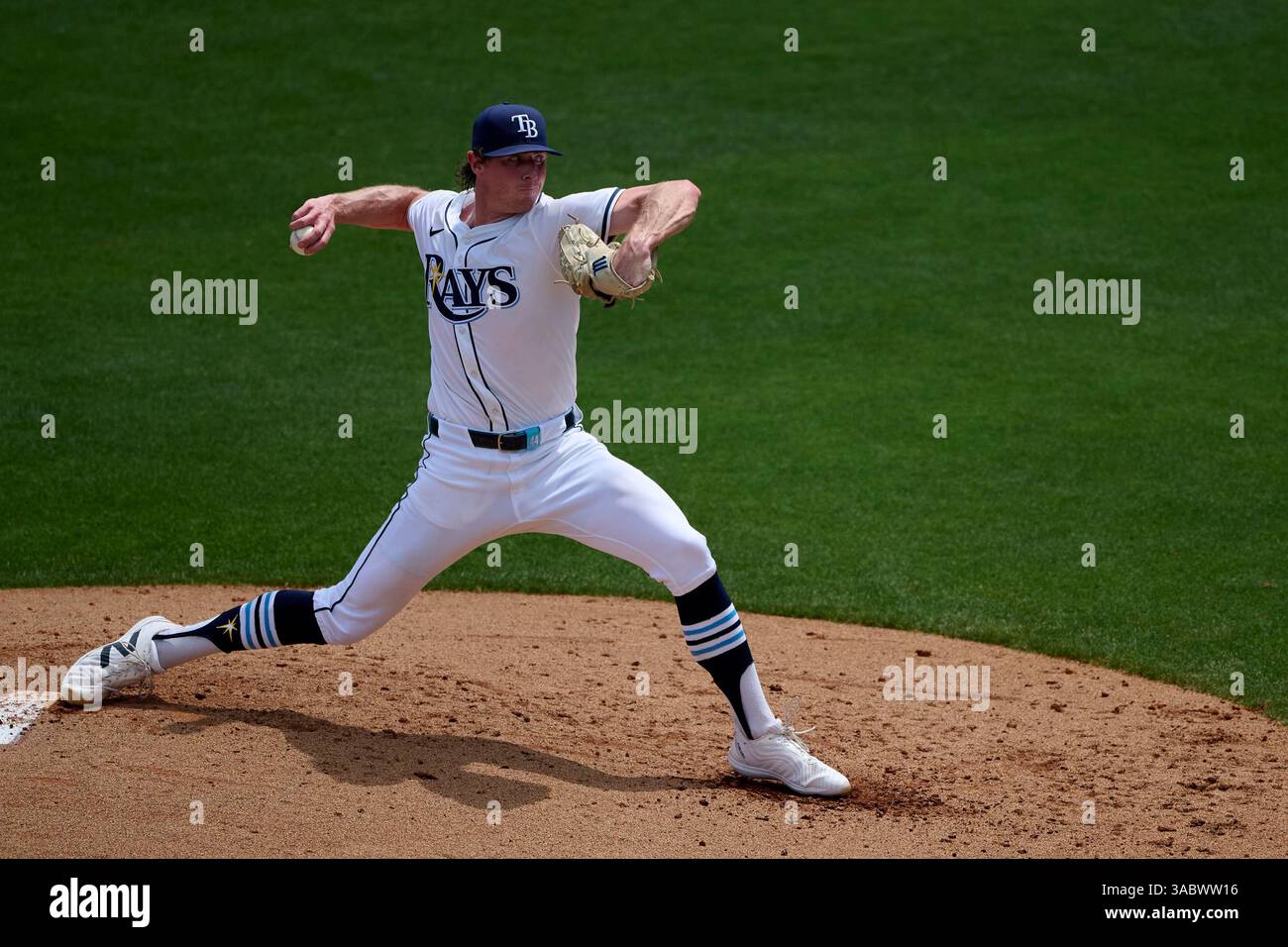 Tampa Bay Rays pitcher Ryan Pepiot (44) delivers a pitch during an MLB ...