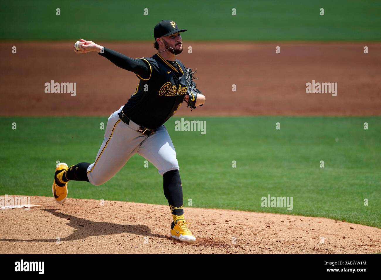 Pittsburgh Pirates pitcher Paul Skenes (30) delivers a pitch during an ...