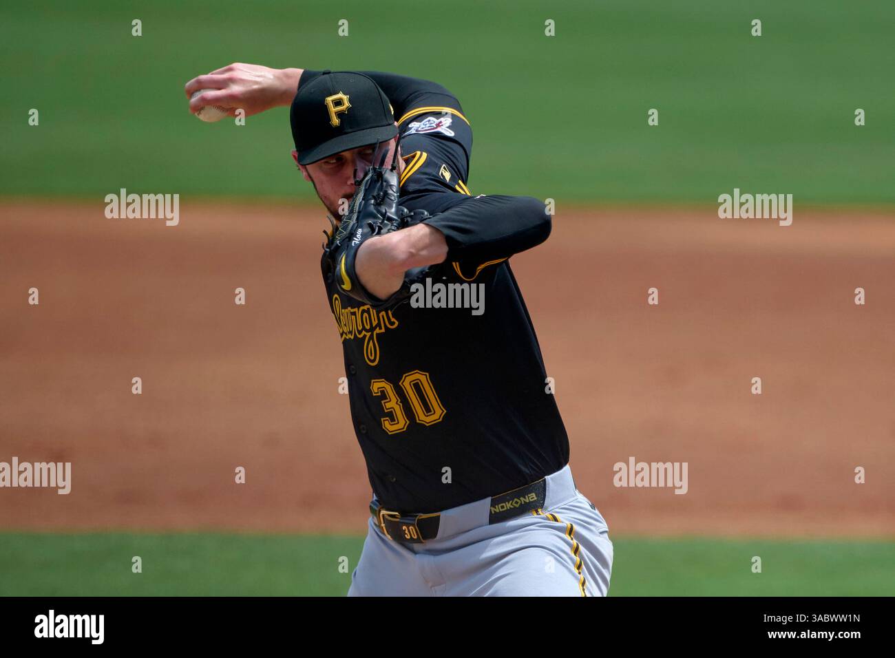 Pittsburgh Pirates pitcher Paul Skenes (30) delivers a pitch during an ...