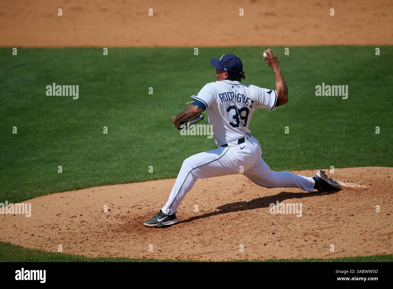 Tampa Bay Rays pitcher Manuel Rodríguez (39) delivers a pitch during an ...