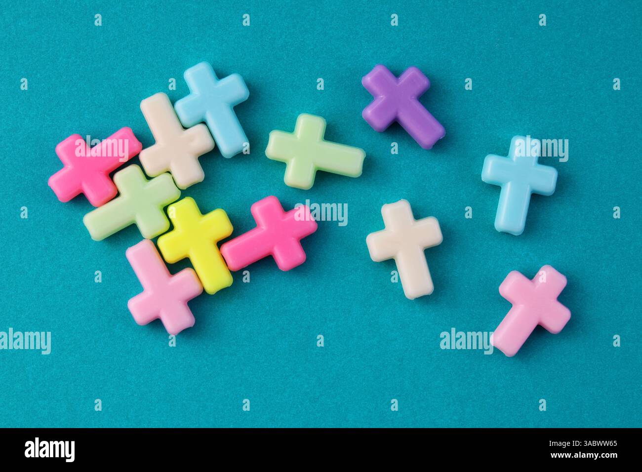 Crosses of different colors nestled together to form a group Stock ...